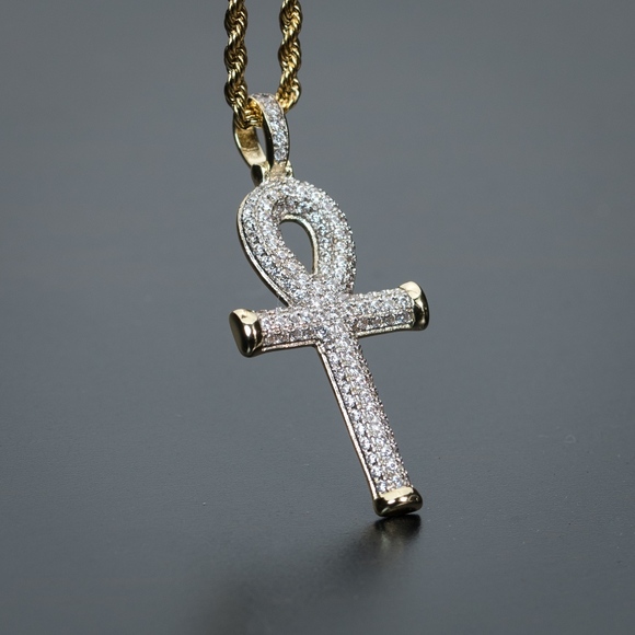 No Brand | Accessories | Gold Egyptian Ankh Cross Pendant Rope Chain ...